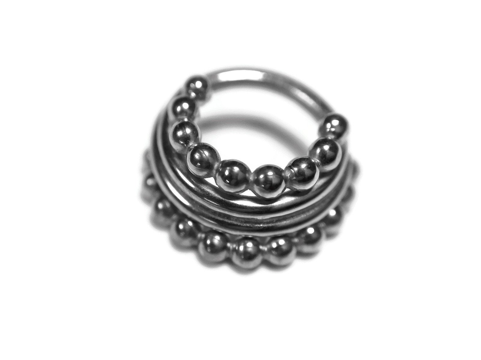 Beaded Four Stacked Septum Ring – Dinan Rings Store