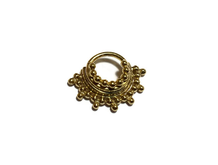 Gold Quad Stacked Beaded Septum Ring – Dinan Rings Store