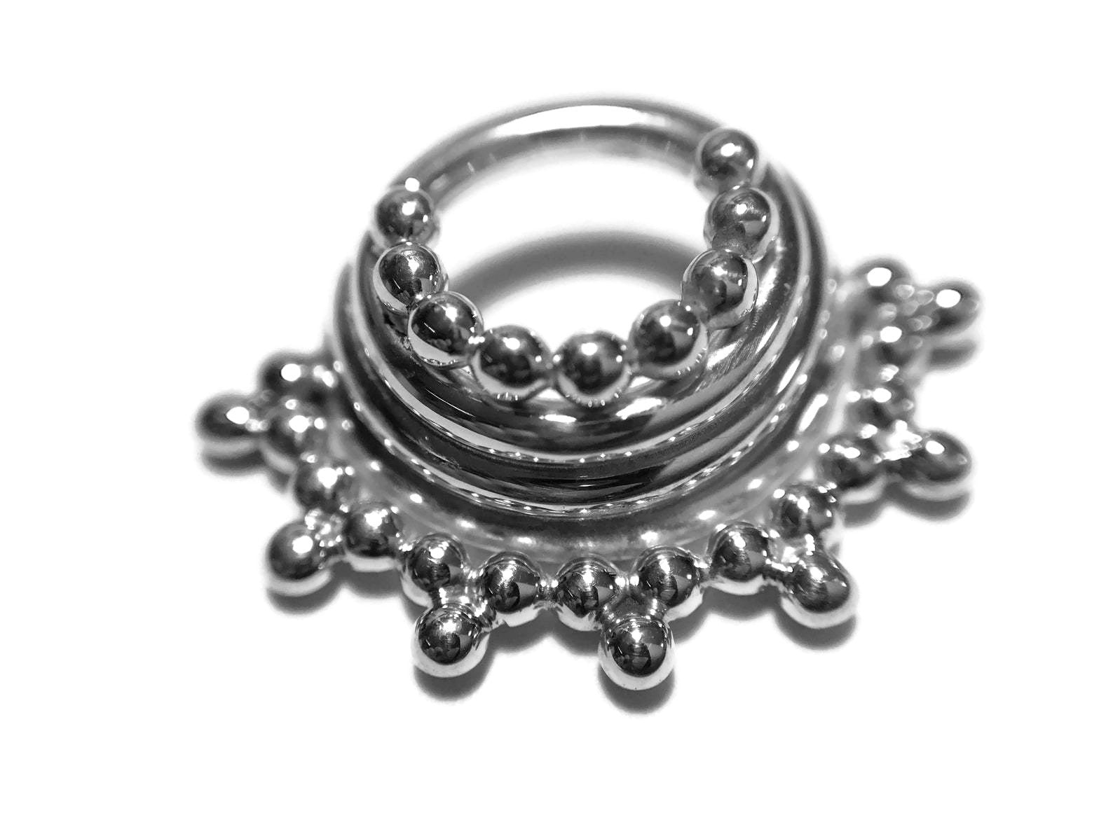 Silver Quad Stacked Beaded Septum Ring – Dinan Rings Store
