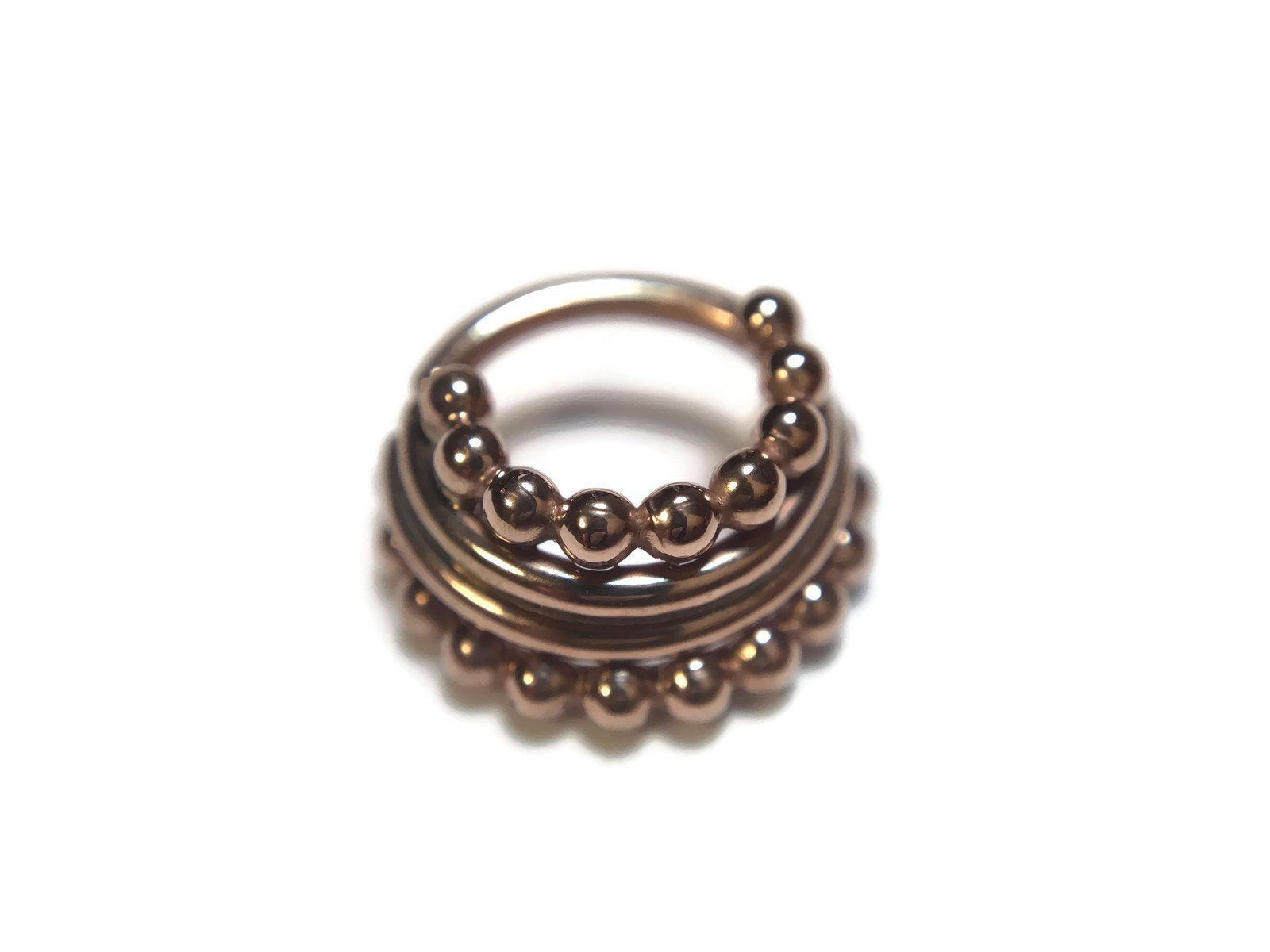 Rose Gold Beaded Stacked Septum Ring – Dinan Rings Store