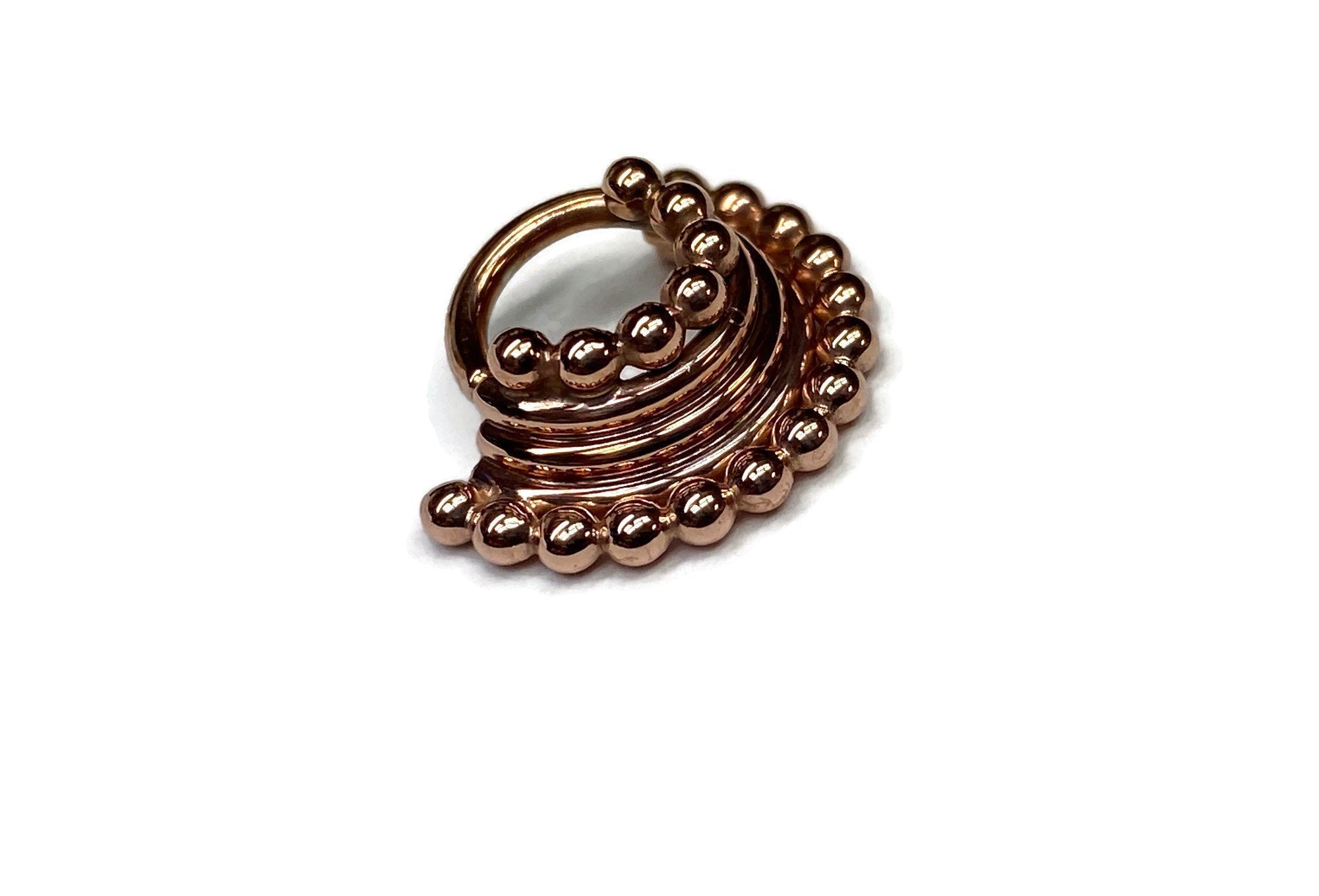 Rose Gold Quad Stacked Beaded Septum Ring – Dinan Rings Store
